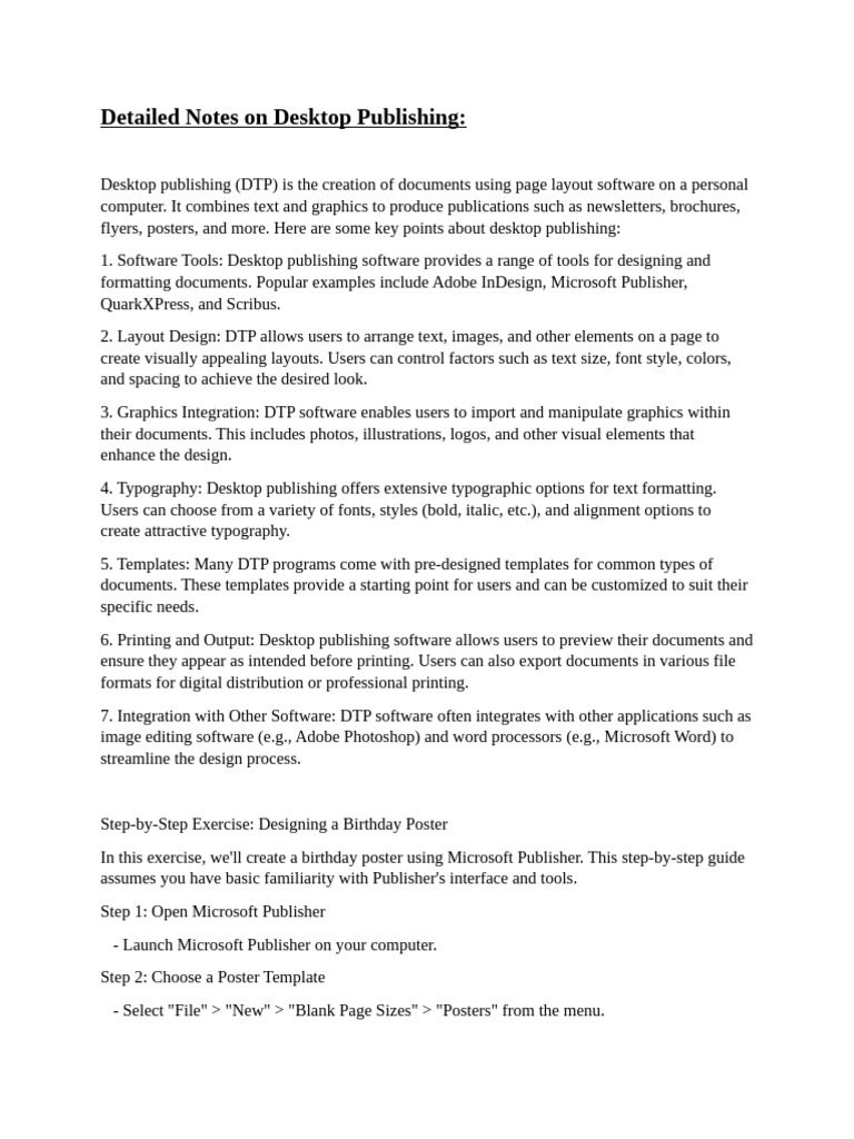 Detailed Notes On Desktop Publishing | PDF