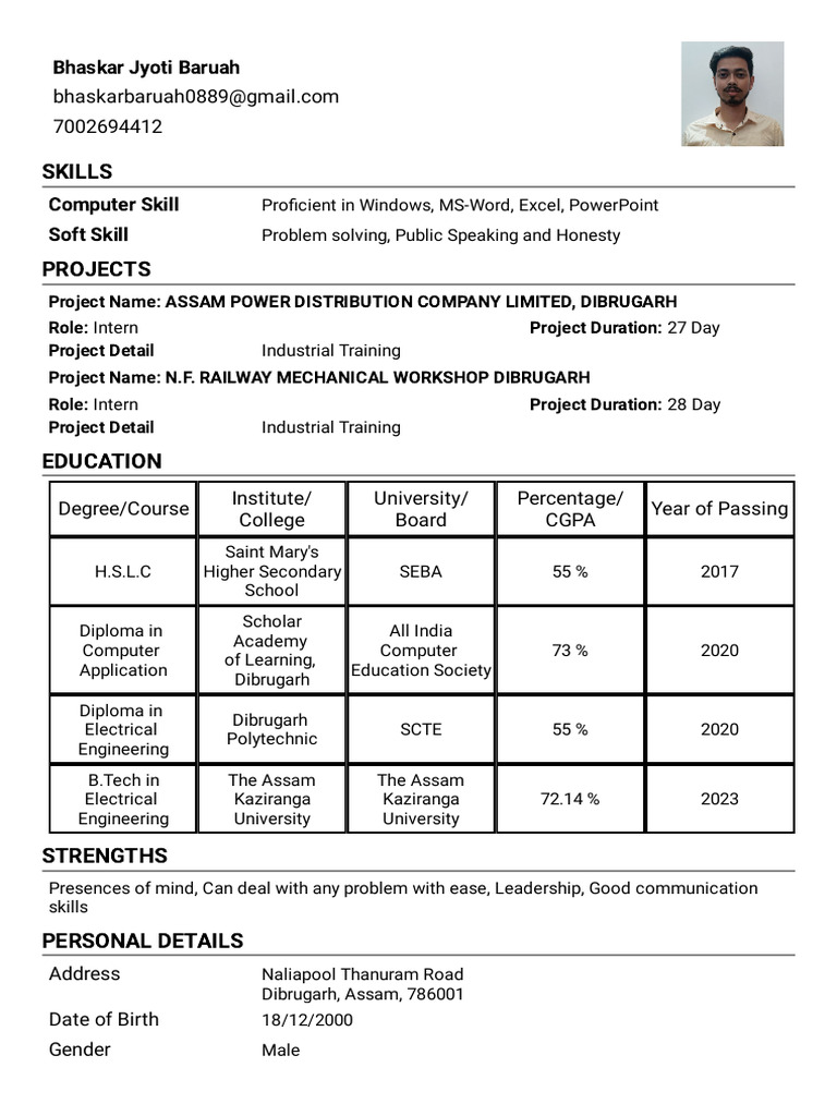 Bhaskar Jyoti Baruah CV | PDF