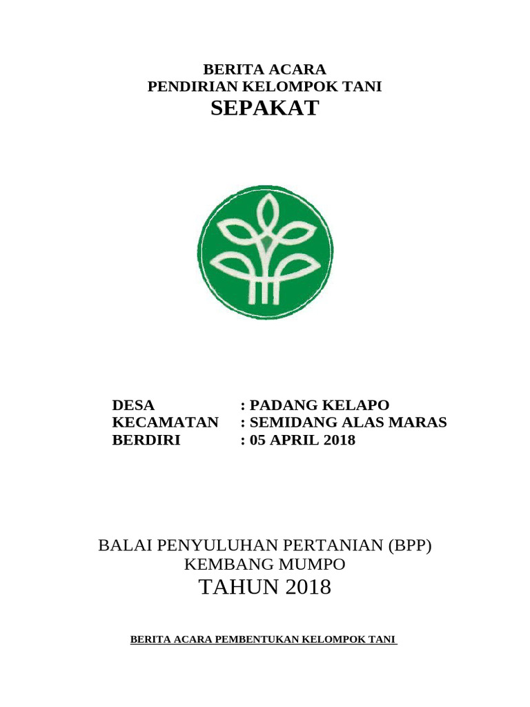 Berita Acara Klp. Sepakat Padang Kelapo | PDF