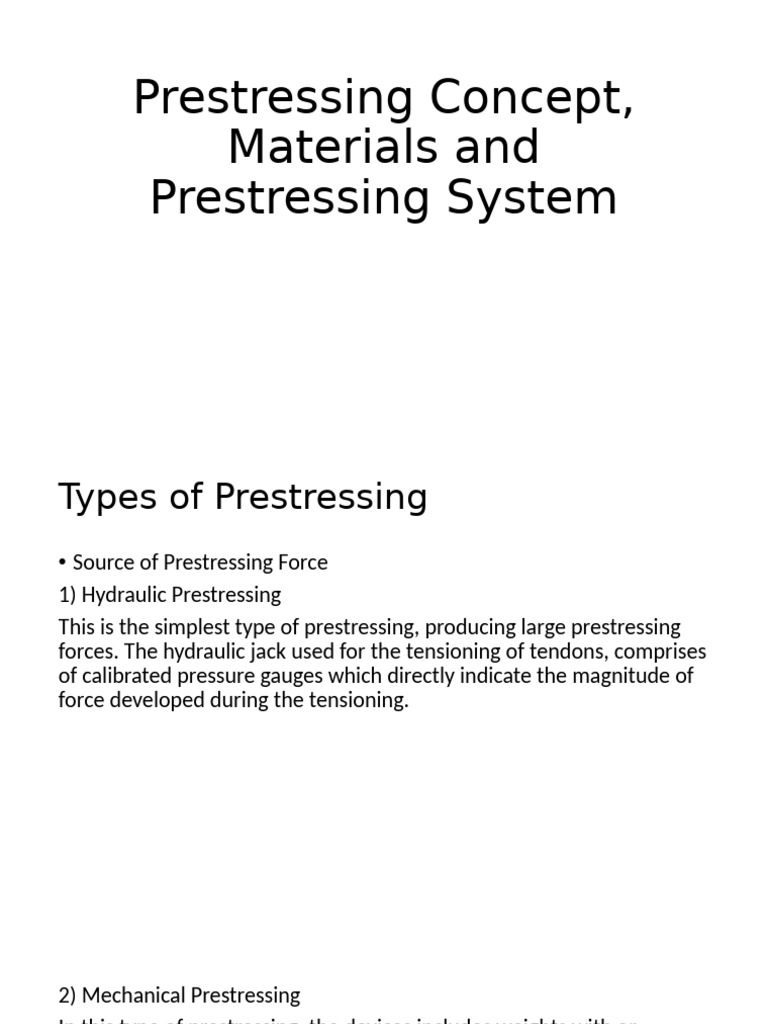 Prestressing Concept, Materials and Prestressing System | PDF