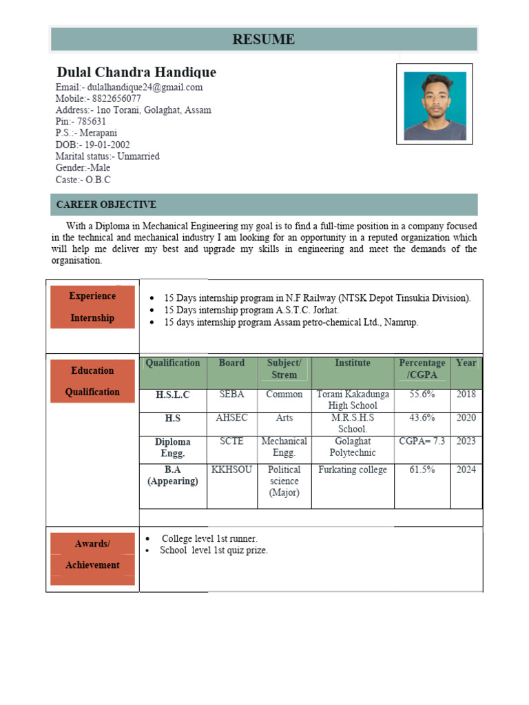 Dulal CH Handique CV | PDF