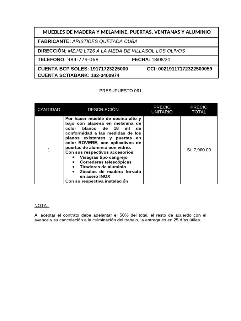 Presupuesto 061 | PDF