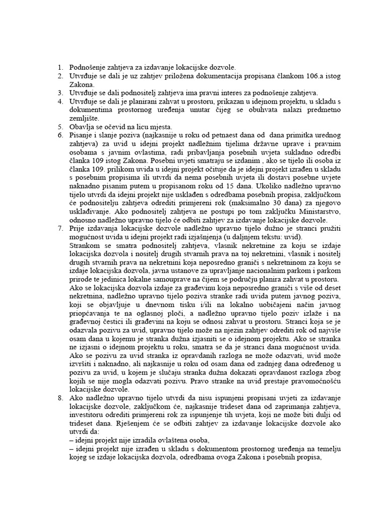 Detaljan Postupak Izdavanja Lokacijske Dozvole | PDF