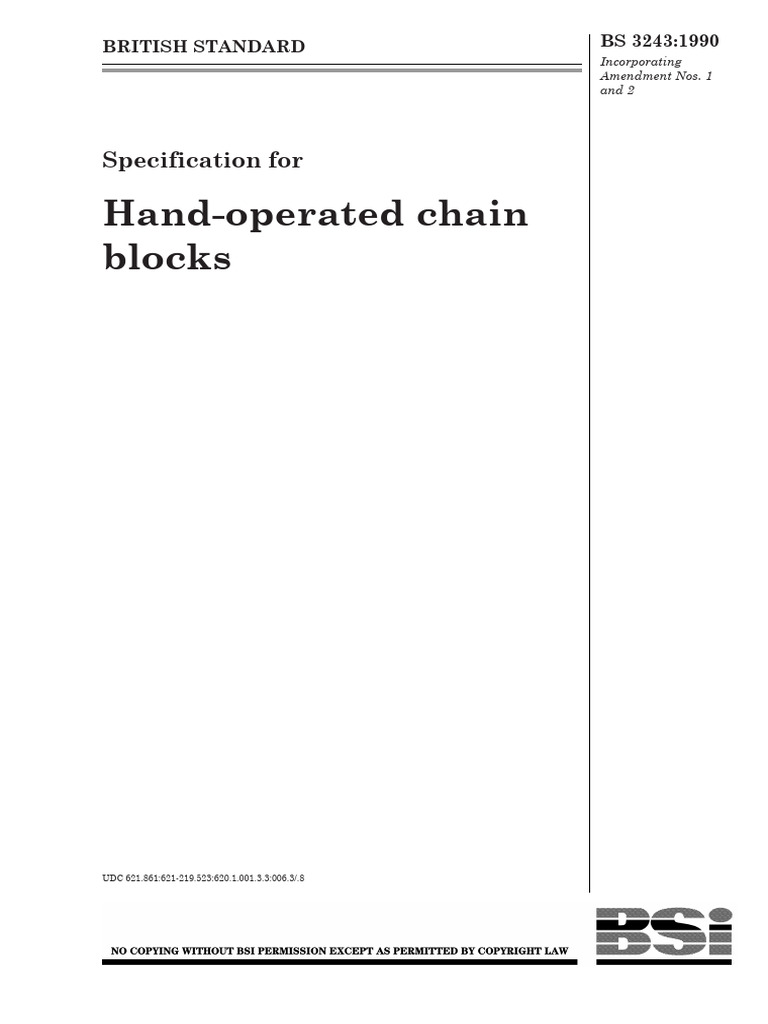 Specification For Hand Operated Chain Blocks | PDF