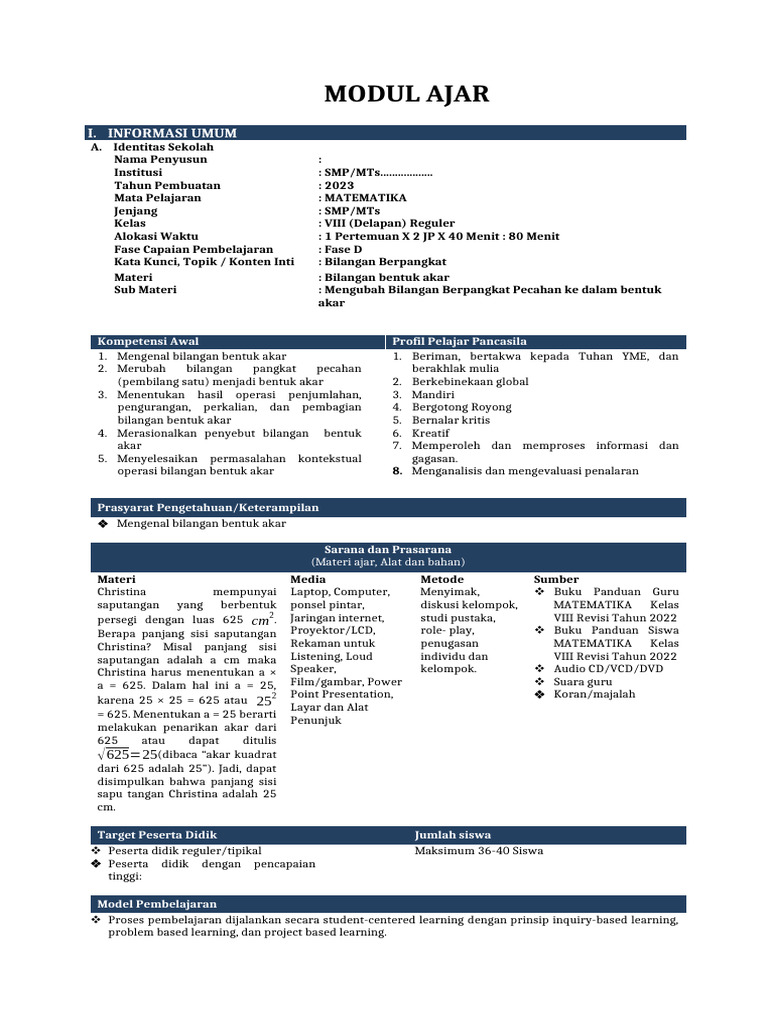 Modul Ajar Pertemuan 5 | PDF