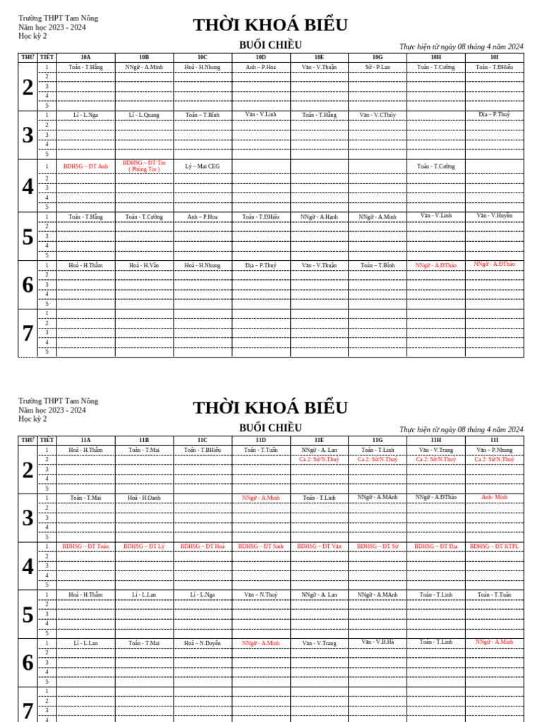 TKB học thêm tuần 30 | PDF