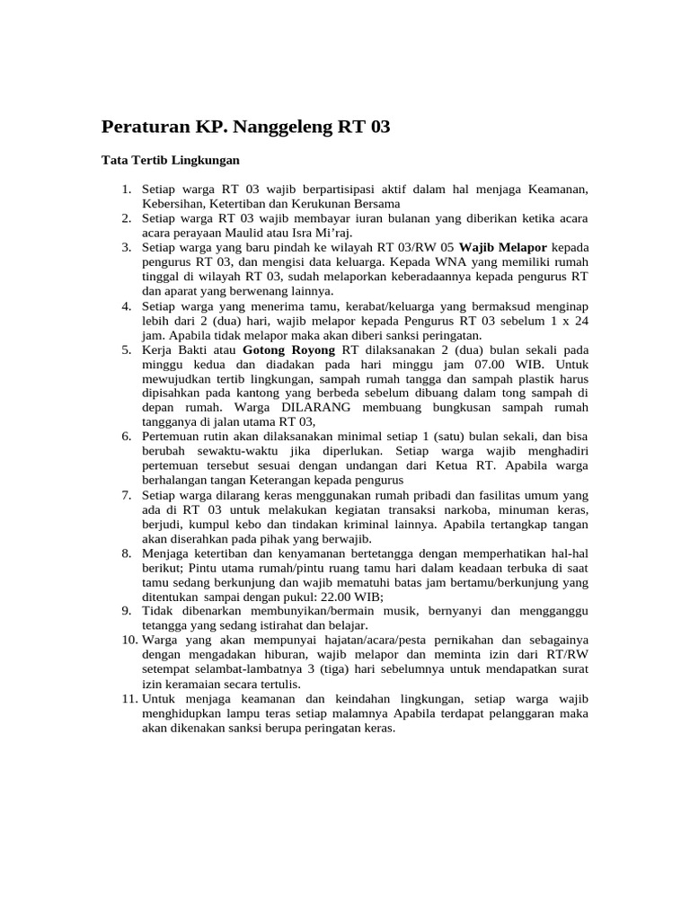 Tata Tertib Rt.03 | PDF
