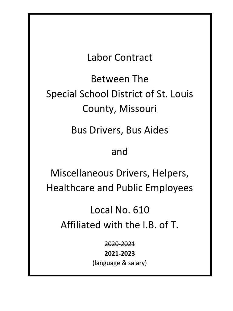 2021-2023 Labor Contract SSD Local 610 Bus Drivers and Bus | PDF
