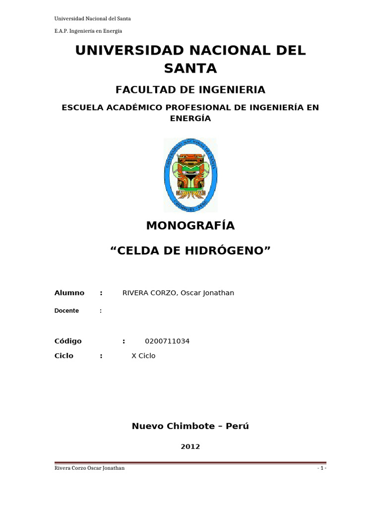 Celdas de Hidrogeno | PDF