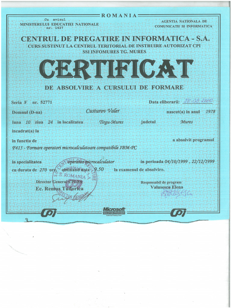 Atestat Operator Ibm PC | PDF