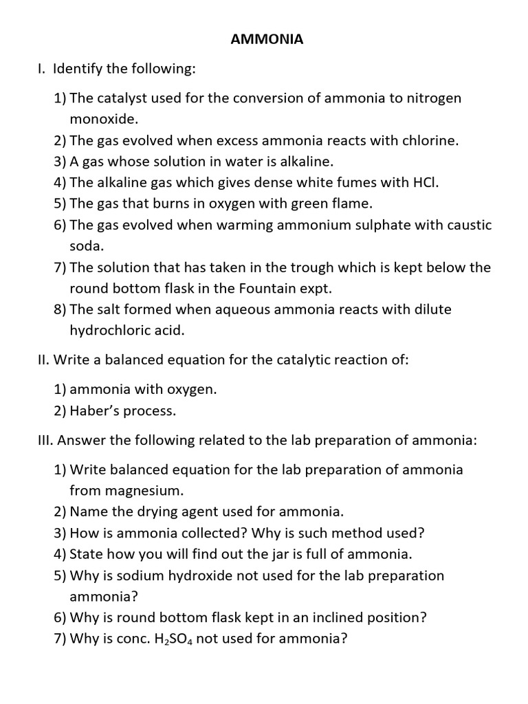 Ammonia Chemistry: Reactions and Properties | PDF | Home & Garden ...