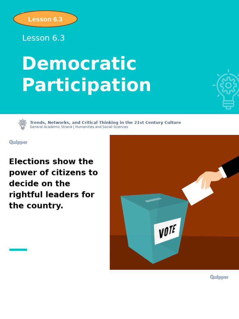 Lesson 6.3 Democratic Participation | PDF