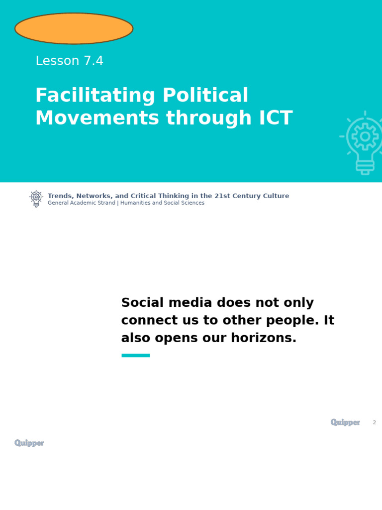 Lesson 7.4 Facilitating Political Movements Through ICT | PDF
