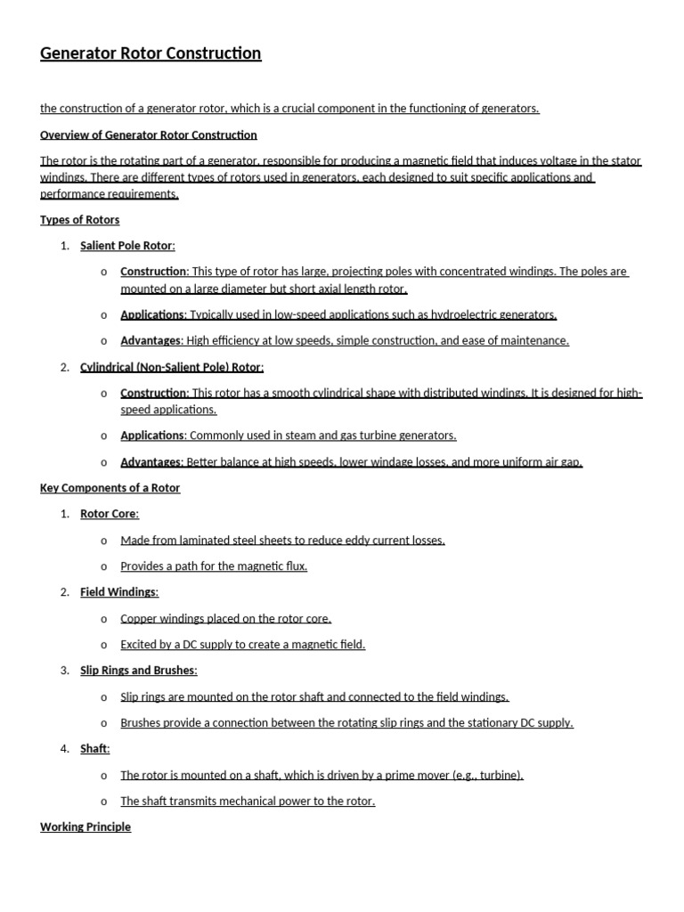 Generator Rotor Construction | PDF