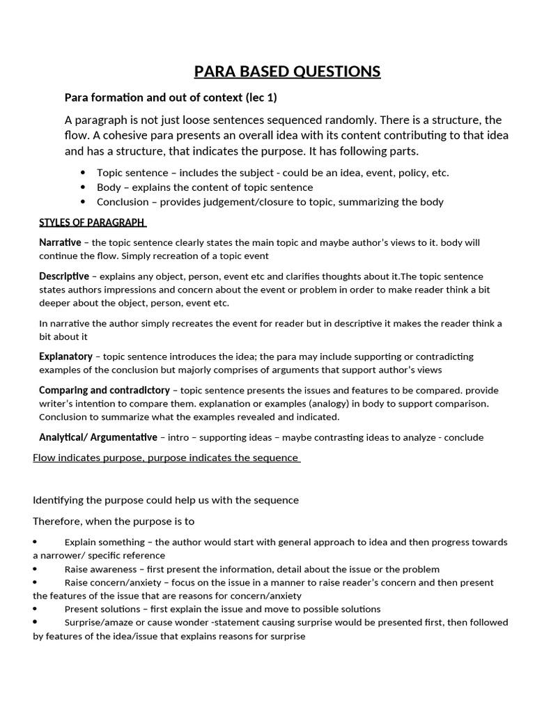 Para Based Questions | PDF