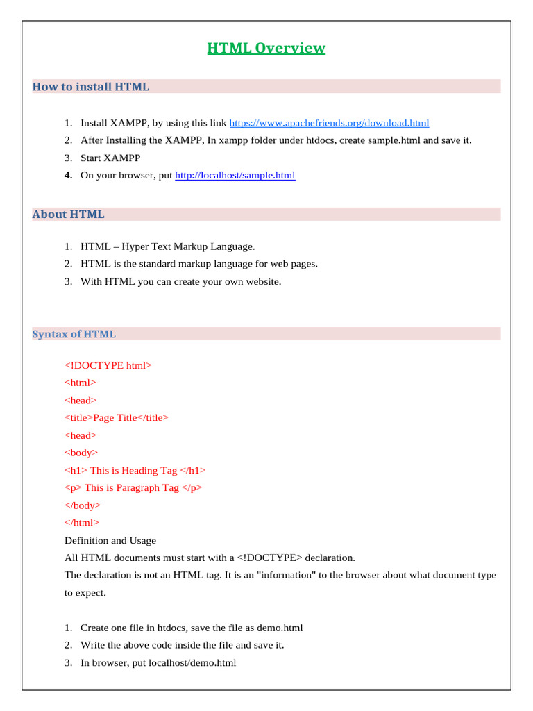 HTML Overview | PDF