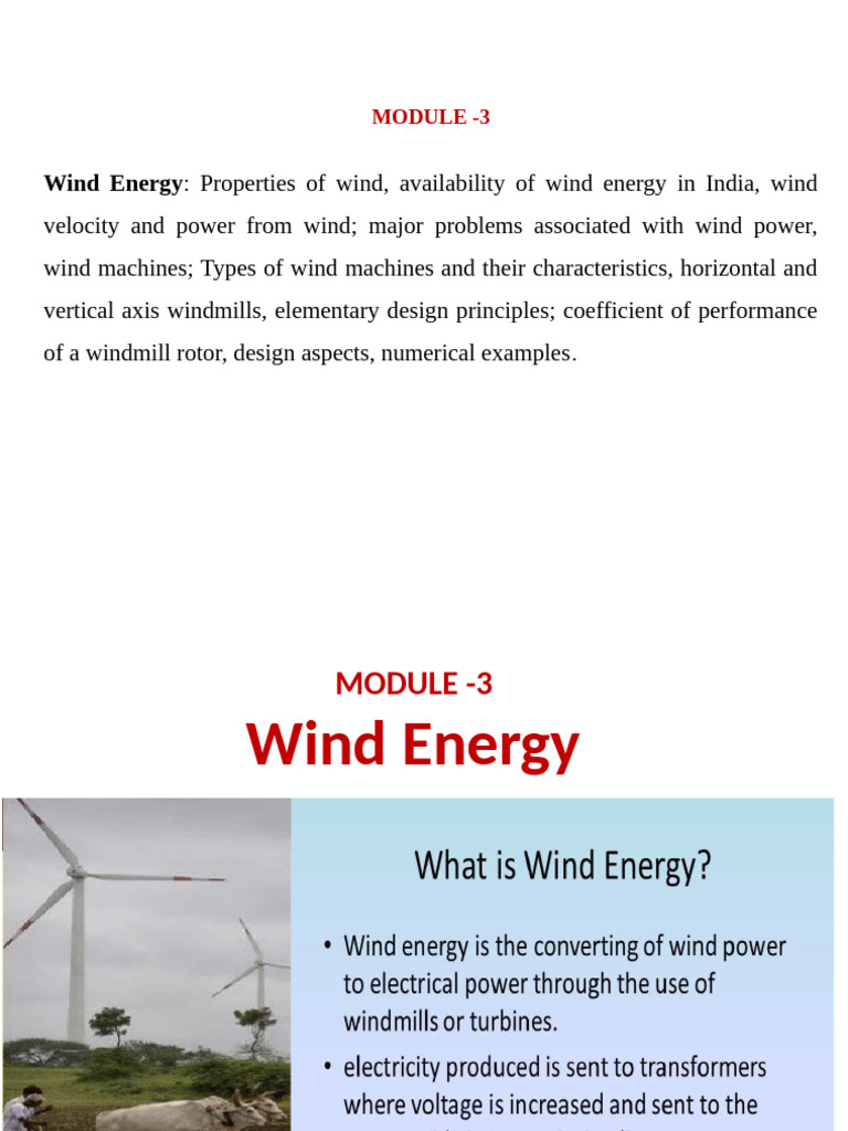 Module 3 Wind Energy Notes | PDF