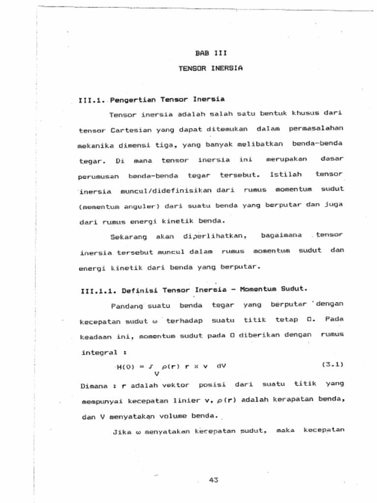 Tensor Inersia, M93 - Suryoto - Chapter - III | PDF