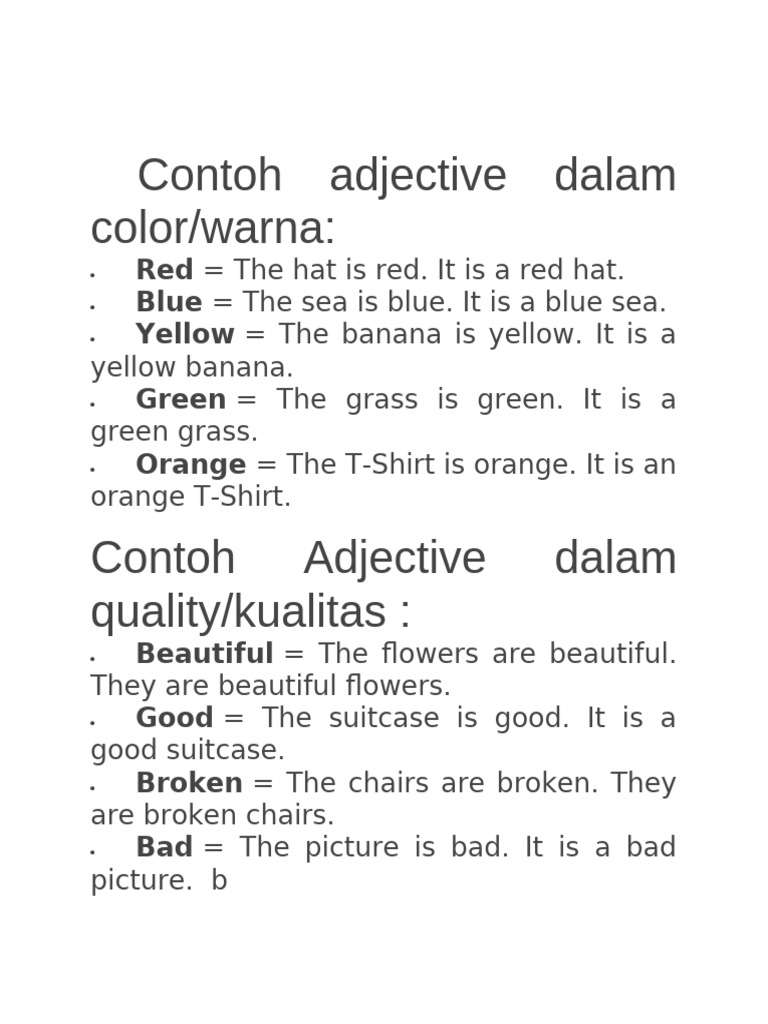 Contoh Adjective Dalam Color | PDF