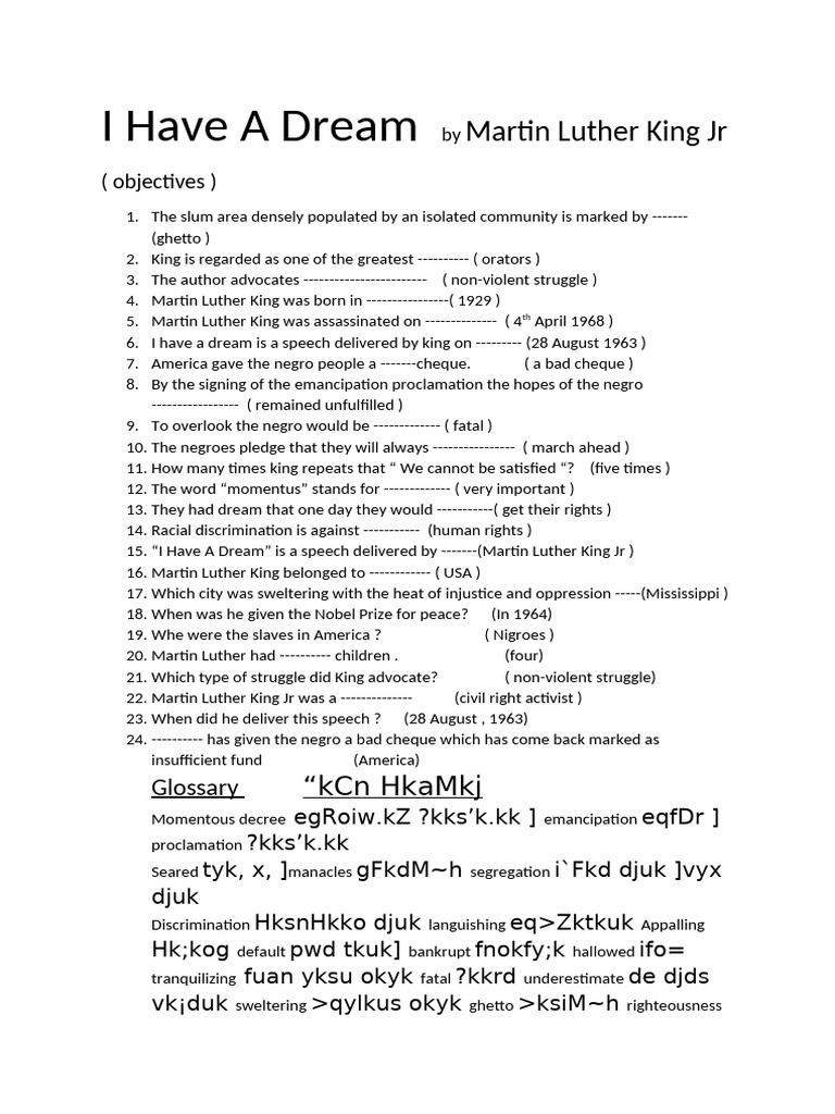 I Have A Dream by Martin Luther King JR | PDF | Martin Luther King Jr ...