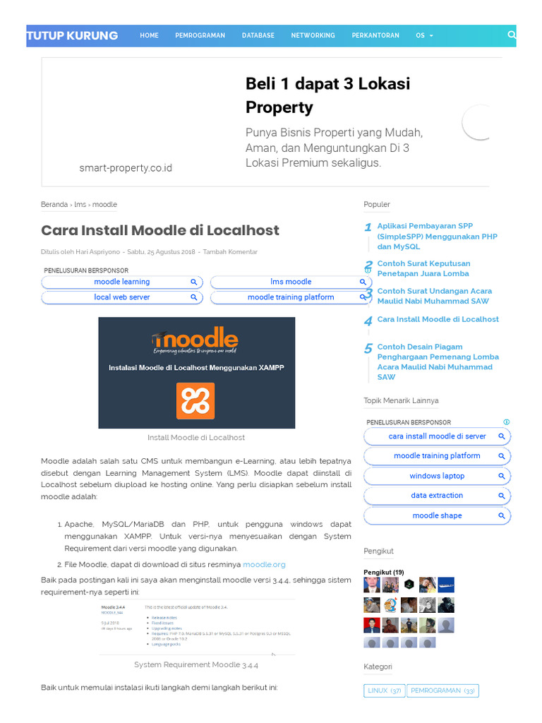 Cara Install Moodle Di Localhost - Tutup Kurung | PDF