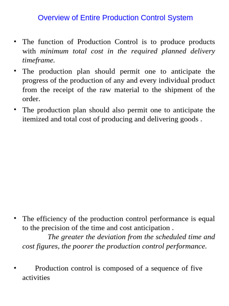 1 Production Control | PDF