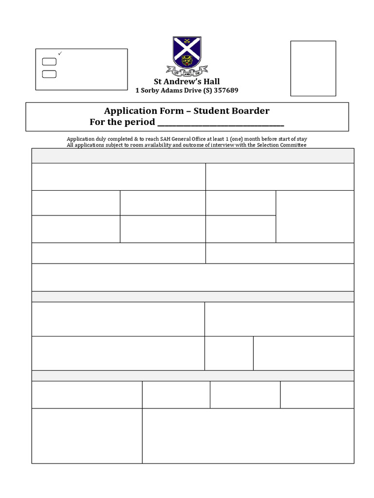 SAH - Student Boarders - Application Form Jan2022 | PDF