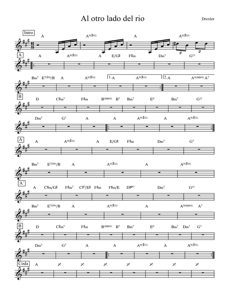 Al Otro Lado Del Rio - Drexler (Cifrado) - Partitura Completa | PDF