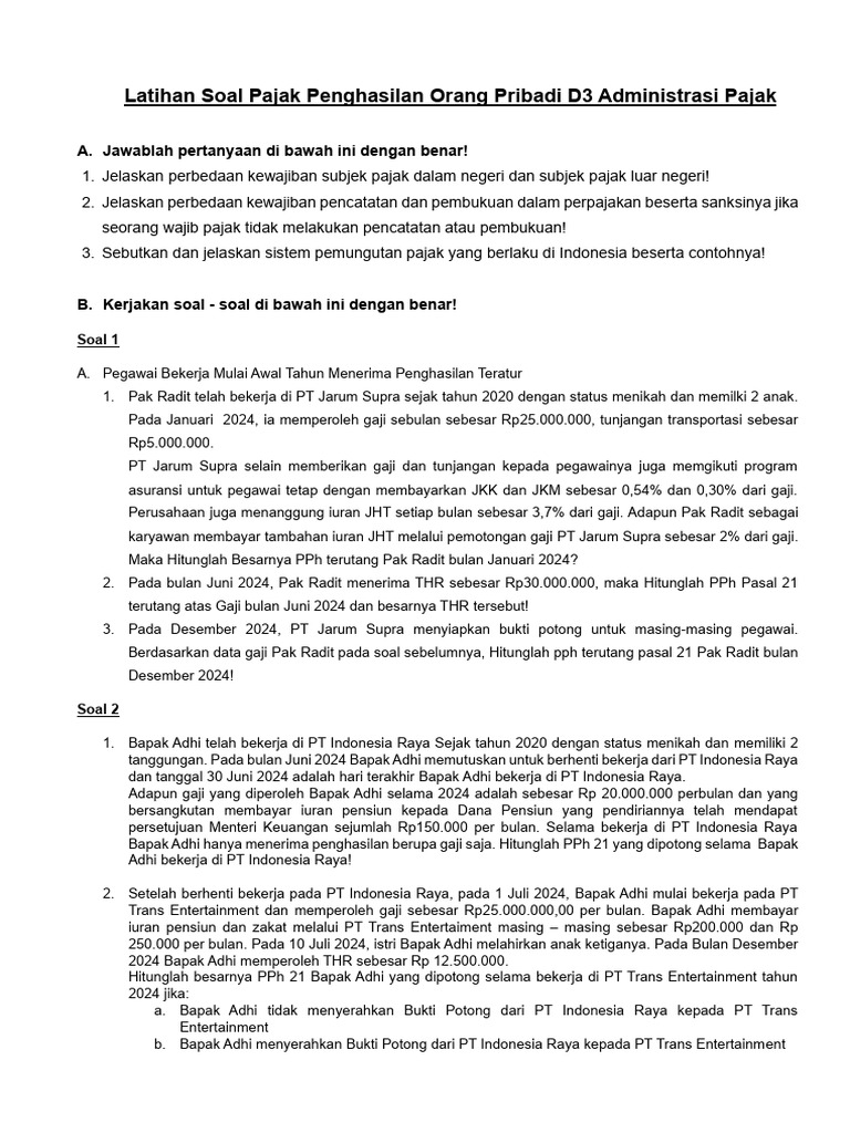 Latihan Soal PPH OP | PDF