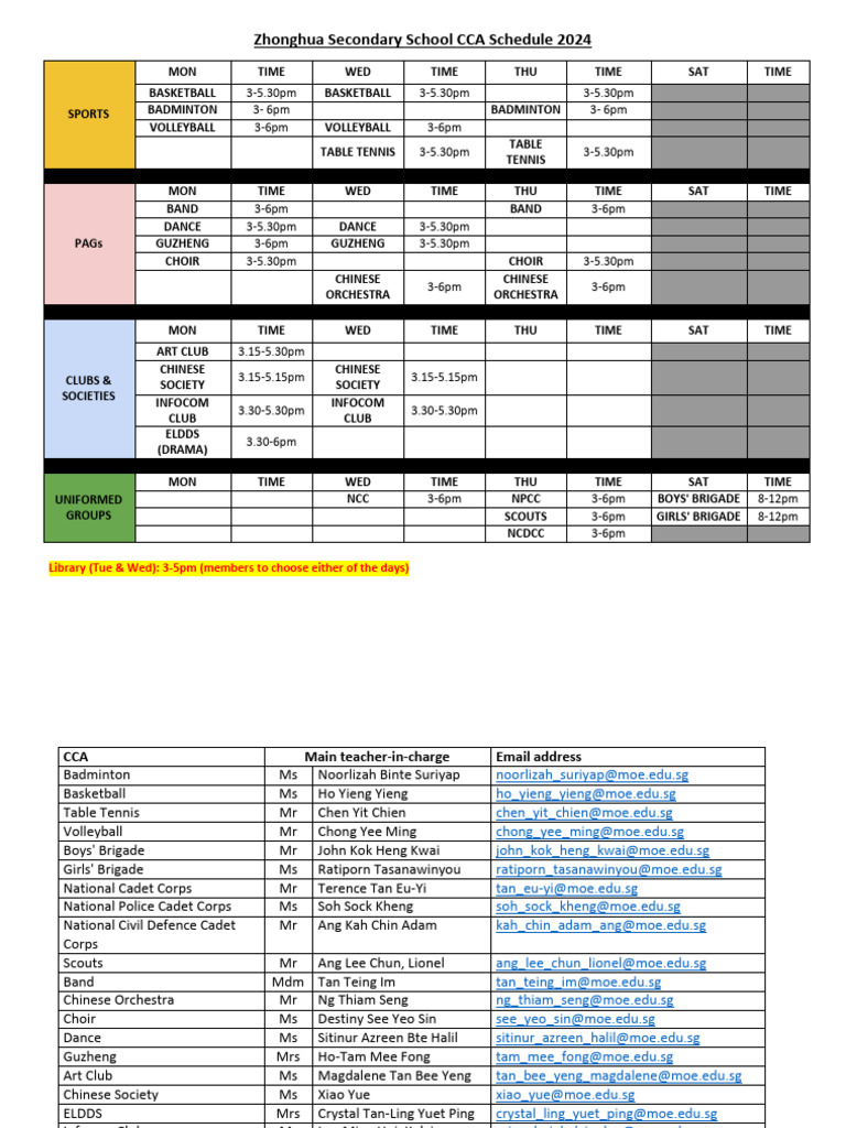 Cca Schedule 2024 | PDF