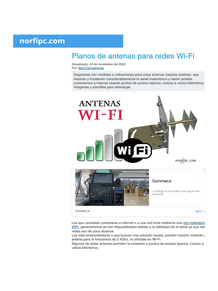 Planos de Antenas para Redes Wi-Fi | PDF