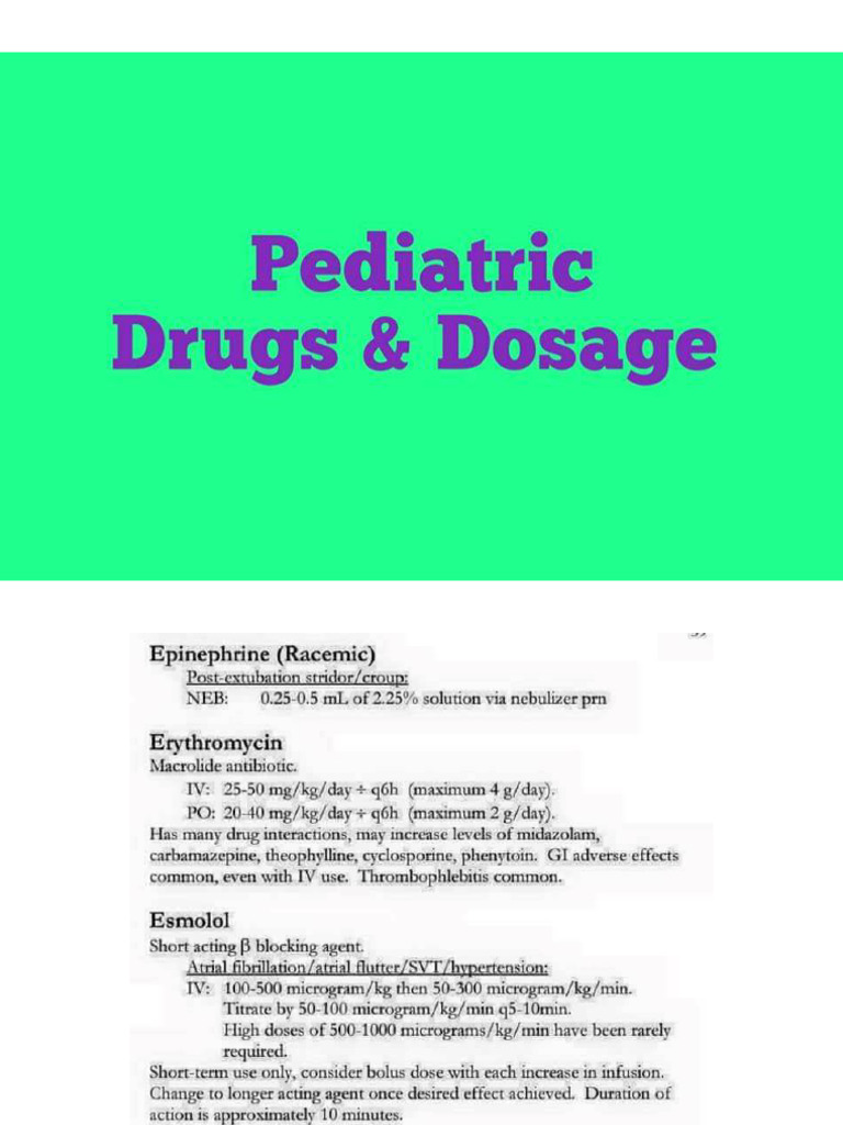 Pediatric Drugs and Dosage | PDF