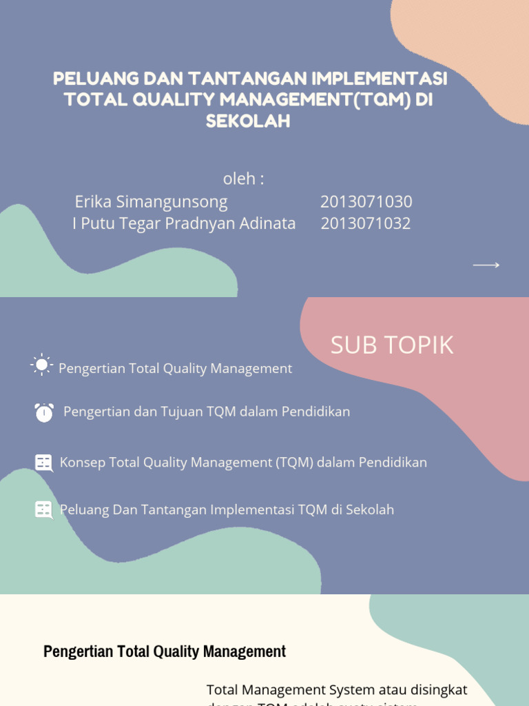 Peluang Dan Tantangan Implementasi Total Quality Management (TQM) Di Sekolah | PDF