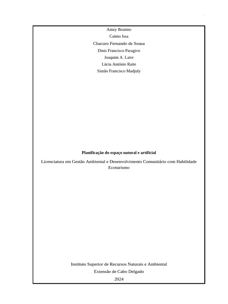 Planificação Do Espaço Natural | PDF
