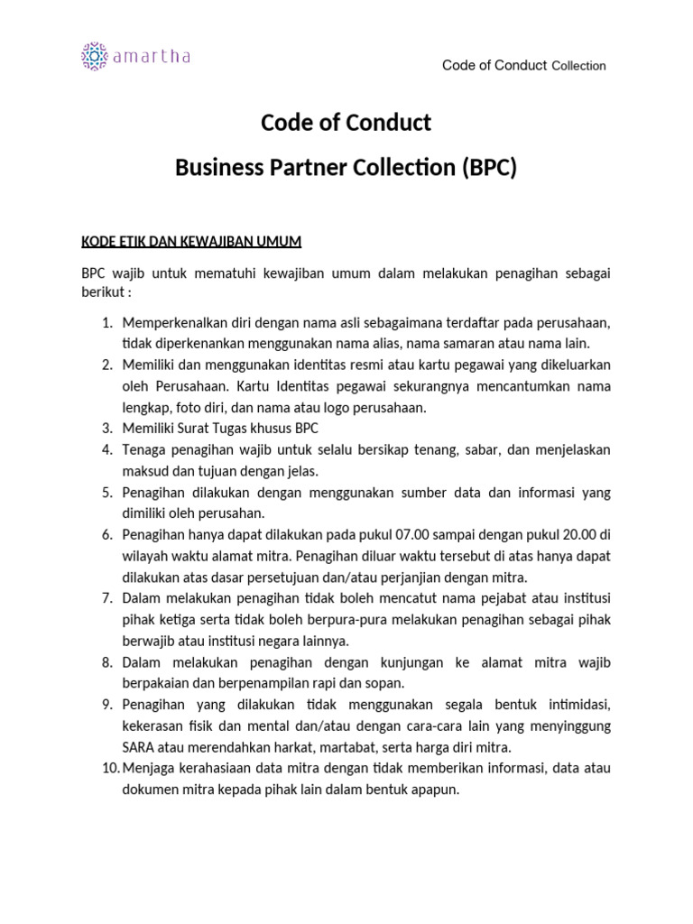 2023.11 Code of Conduct - BPC | PDF