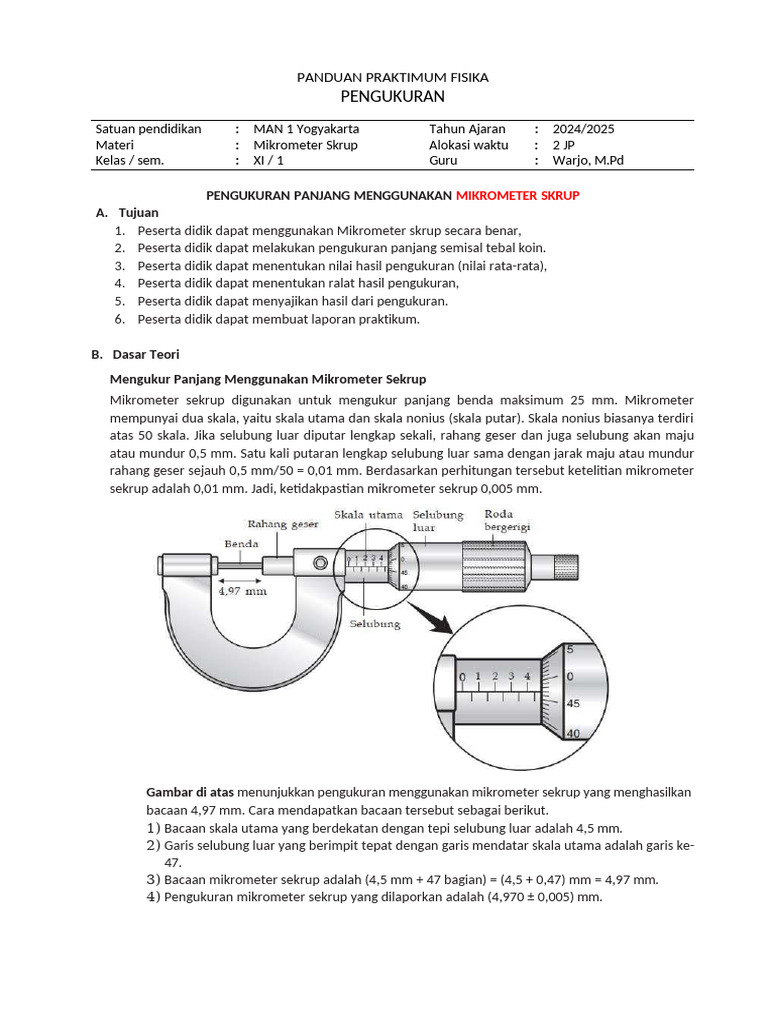 Panduan Prak MIKROMETER | PDF