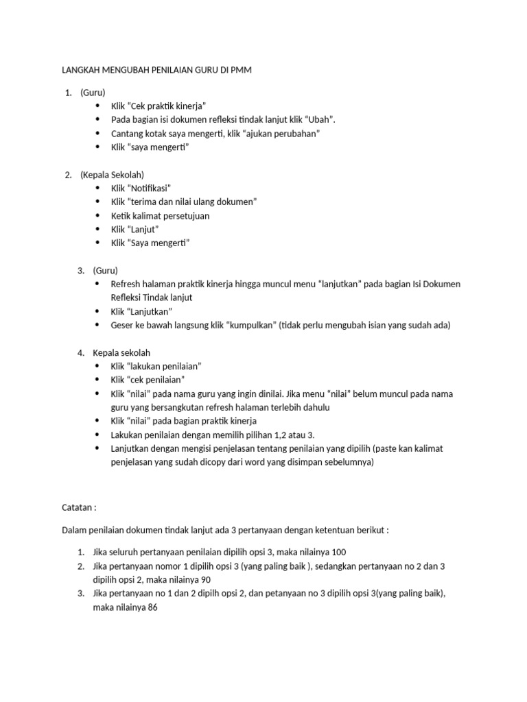 Langkah Mengubah Penilaian Guru Di PMM | PDF