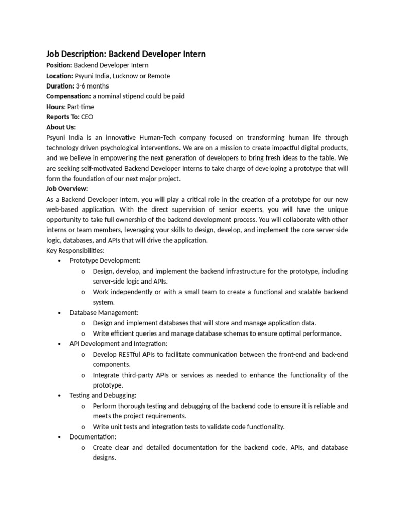 JD Backend Developer | PDF