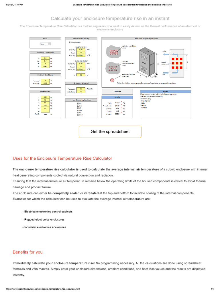 Enclosure Temperature Rise Calculator - Temperature Calculator Tool For ...