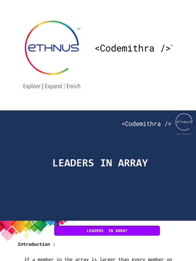 Leaders In Array Pdf