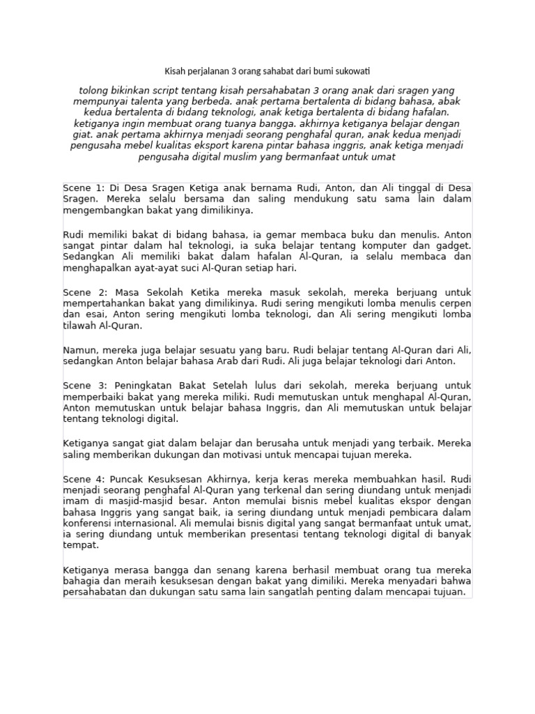 Persahabatan Tiga Sahabat Berbakat | PDF