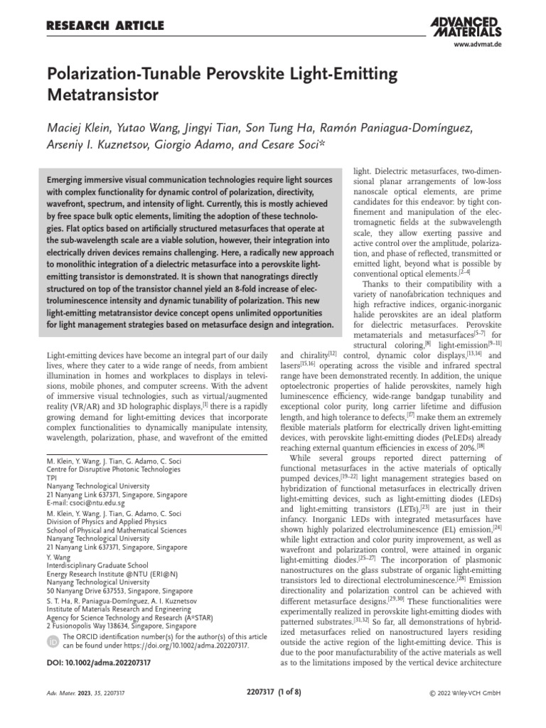 Polarization-Tunable Perovskite Light-Emitting Met | PDF