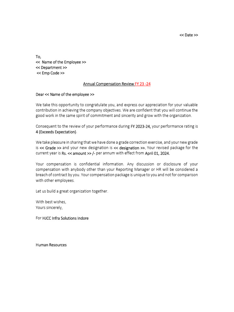 Annual Appraisal Letter FY 23-24 | PDF