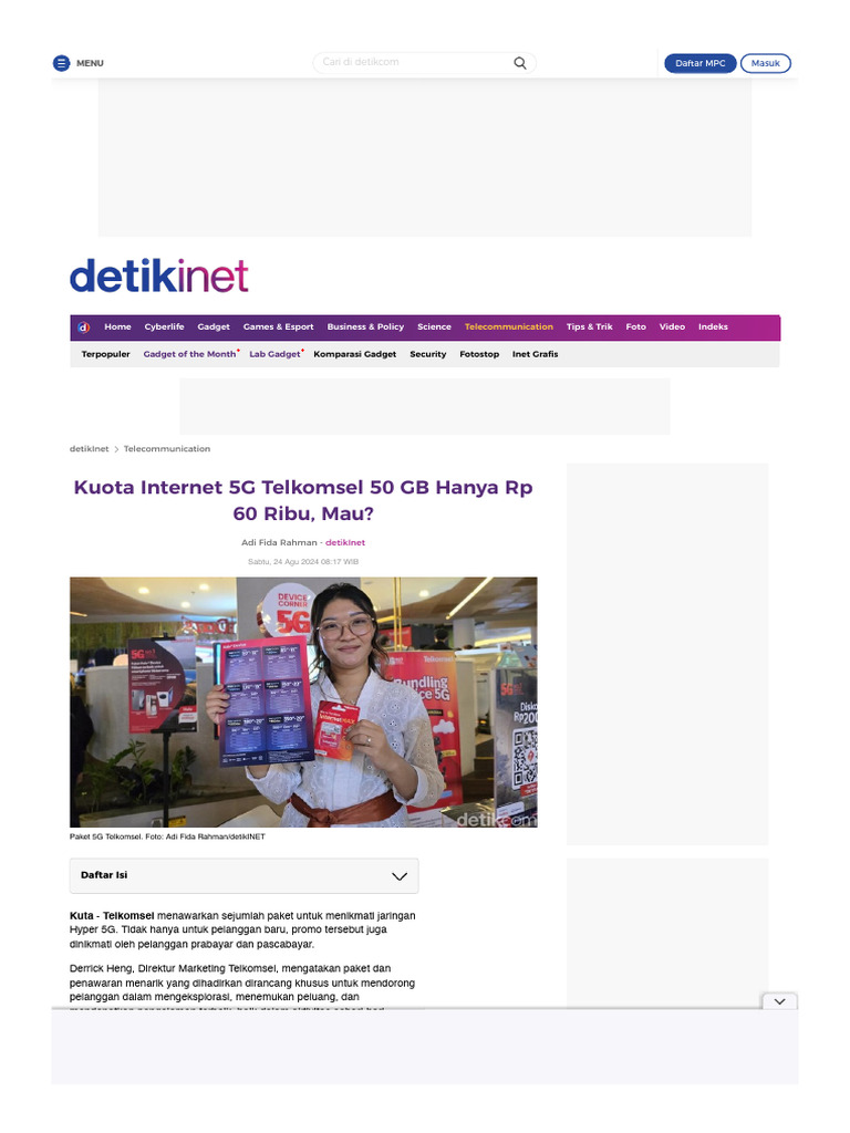 Kuota Internet 5G Telkomsel 50 GB Hanya RP 60 Ribu, Mau | PDF