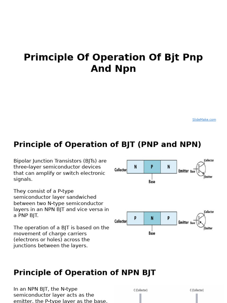 Primciple of Operation of BJT PNP and NPN | PDF