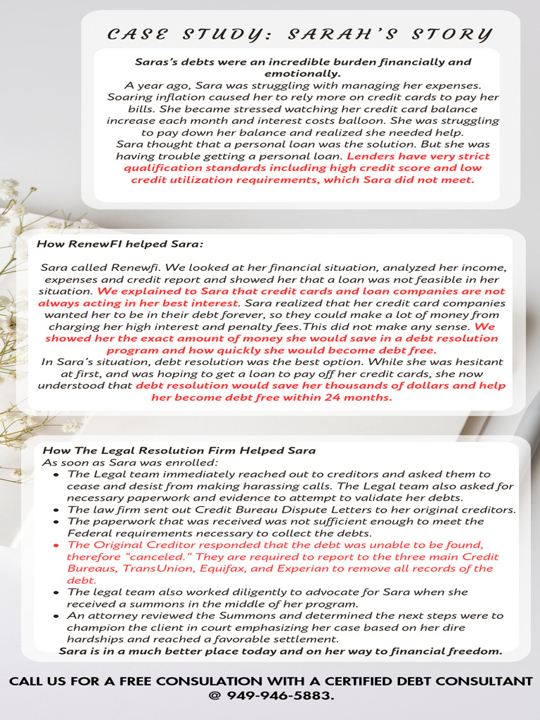 Case Study - Sarah's Story | PDF