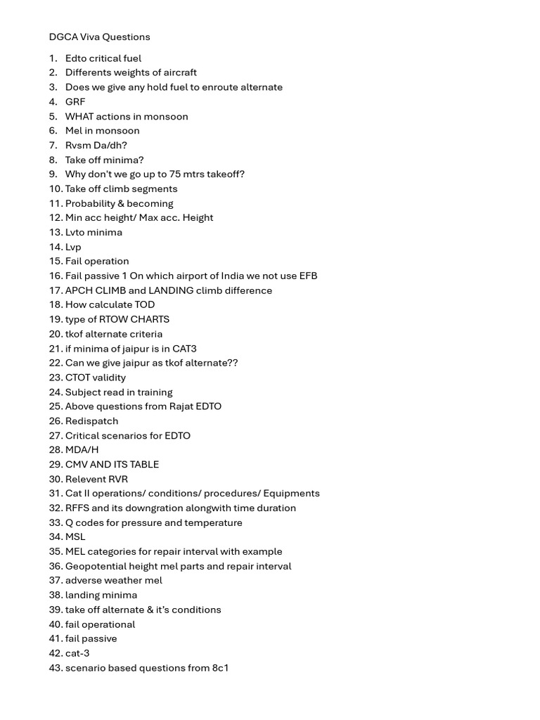 DGCA Viva Questions | PDF