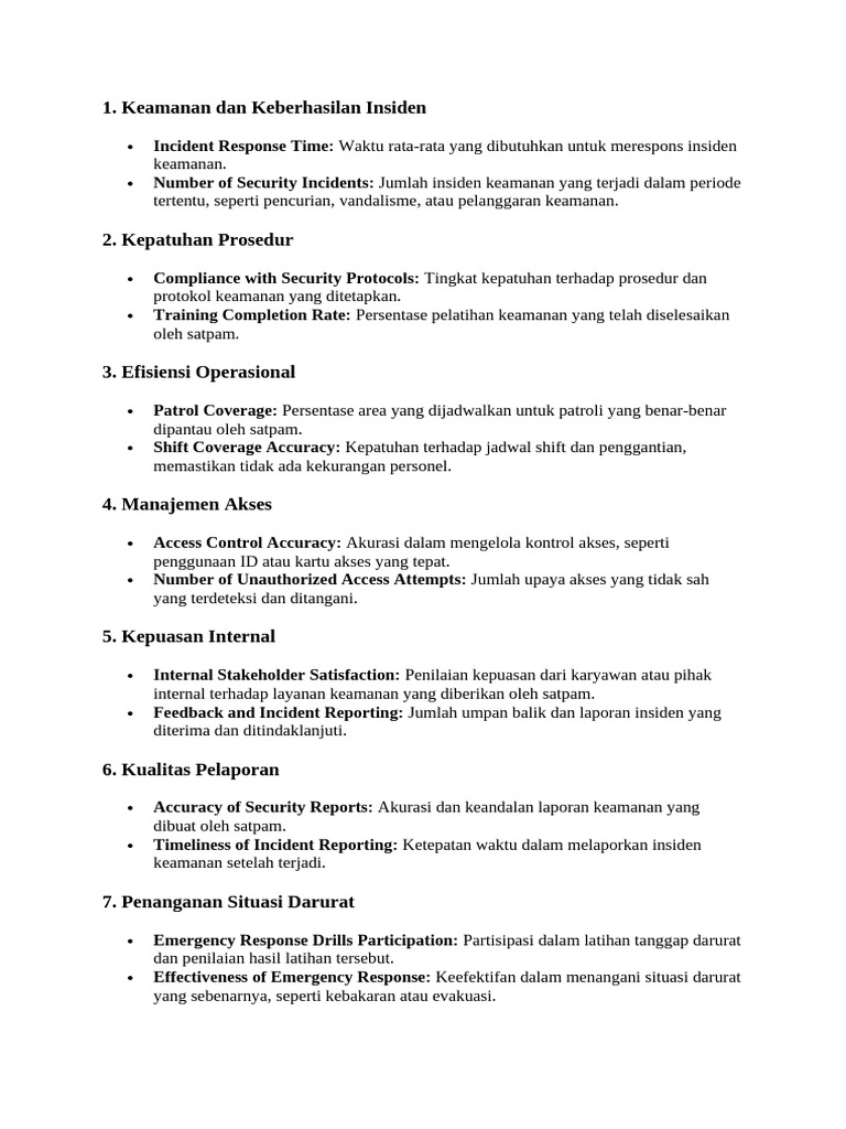 KPI Satpam | PDF