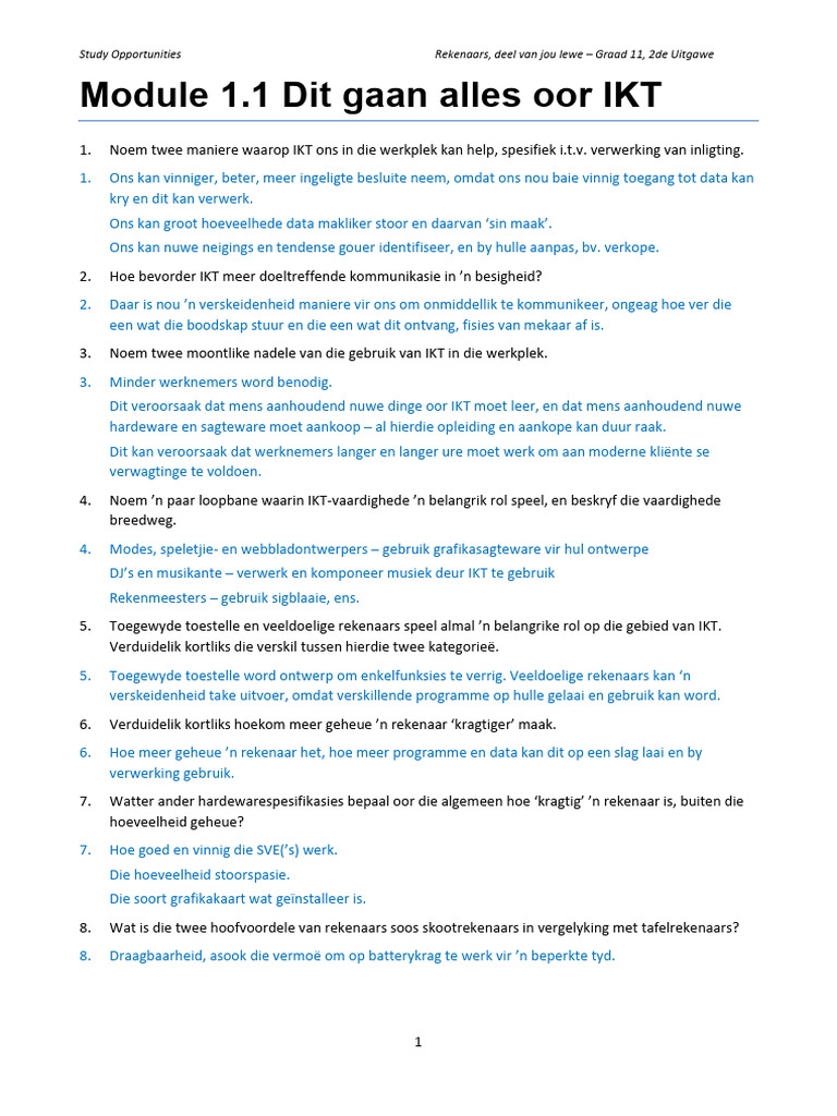 1 - 1 Alles Oor IKT ANTWOORDE | PDF