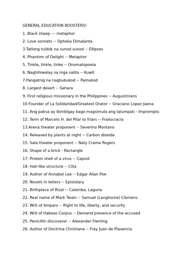 General Education Boosters | PDF